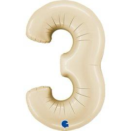 Helium Number 3 Balloon | Cream Number 3 Balloons | 3rd Birthday ...