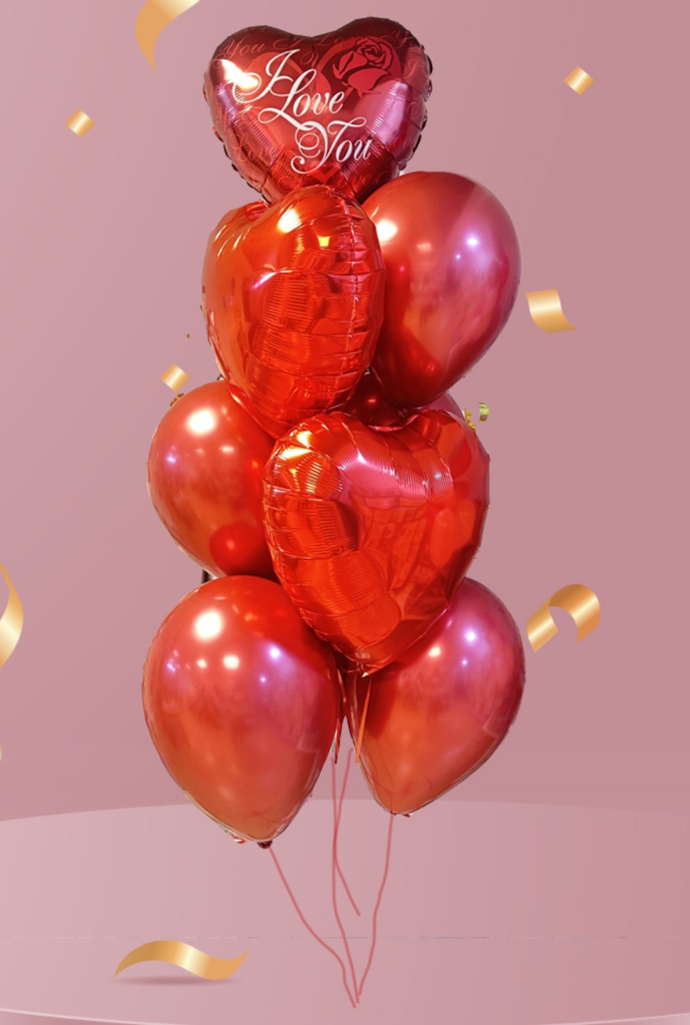 Metallic Heart Balloon Bunch l Happy Valentines Day Balloons Online ...