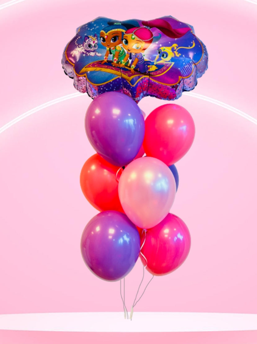 Shimmer & Shine Colorful Balloon Bunch l 11” Latex Balloons and 32 ...