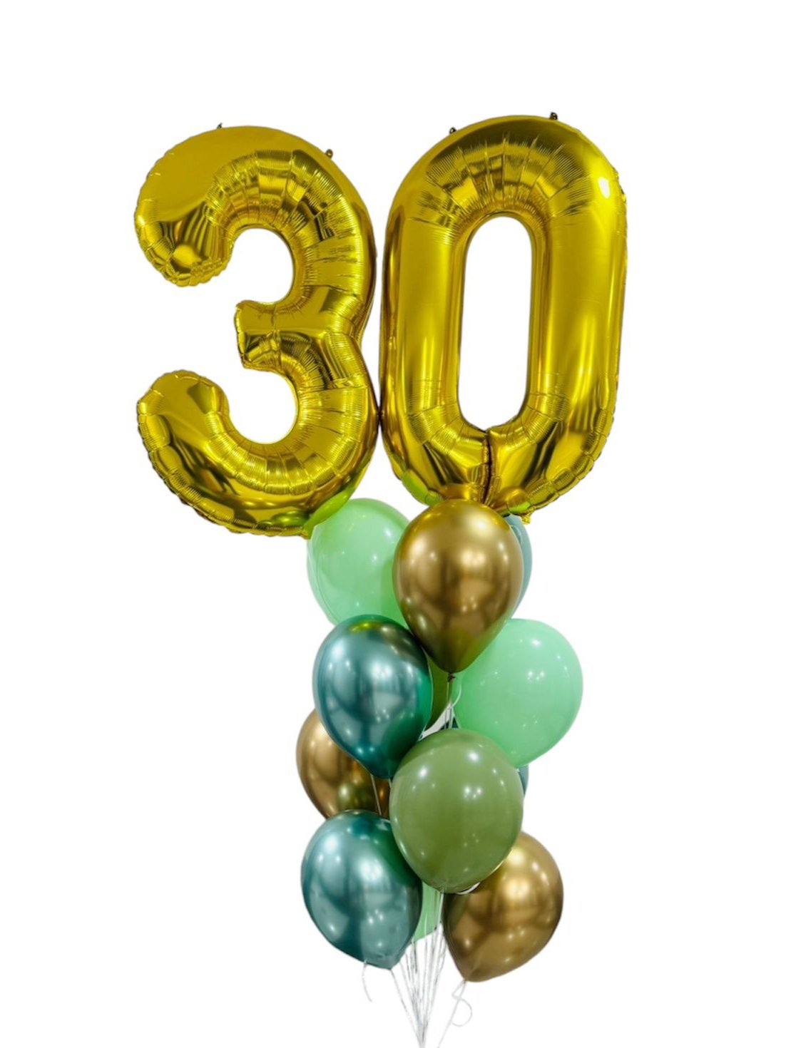 Thirty Gold and Green Balloon Bunch l Buy 30th Birthday Balloons l ...