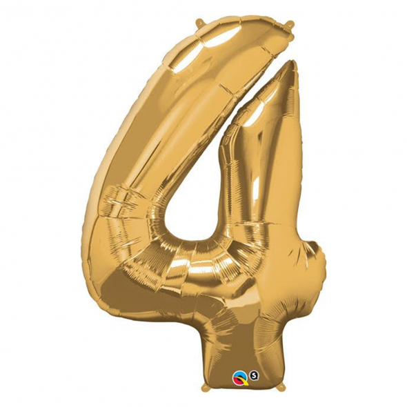 Gold Number 4 Balloon