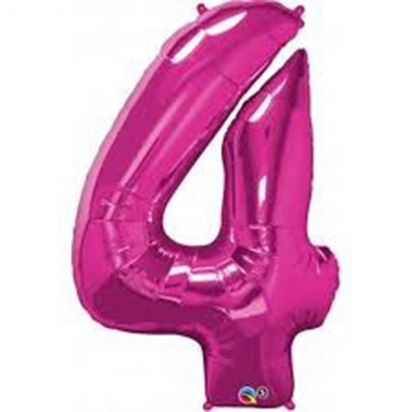 Magenta Number 4 Balloon - 34inch