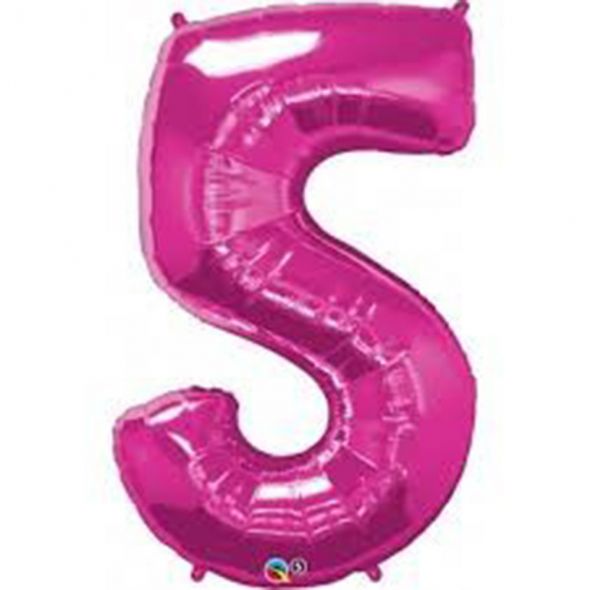 Magenta Number 5 Balloon | Number 5 Helium Balloon | Pink Number 5 Foil ...