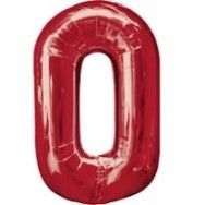 Red Number 0 Balloon - 34inch