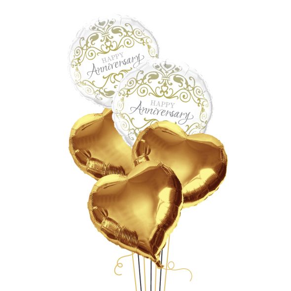 Gold Anniversary Balloon Bunch